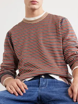 WALES BONNER Chant Striped Merino Wool Sweater - Brown