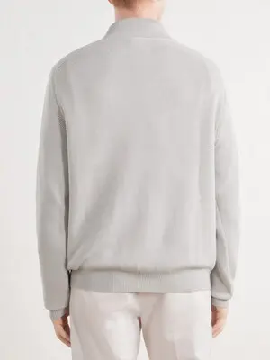 Ralph Lauren Purple Label Silk And Cotton-blend Half-zip Sweater - Gray