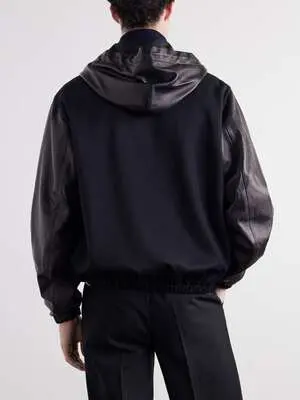 WALES BONNER Vista Striped Leather Hooded Jacket