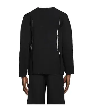 Comme Des Garçons Open-knit Crew Neck Top With Cut-out Details