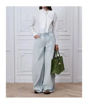 Dior Long-sleeved Shirt With Tie Collar And Gold Metal 'd' Emblem