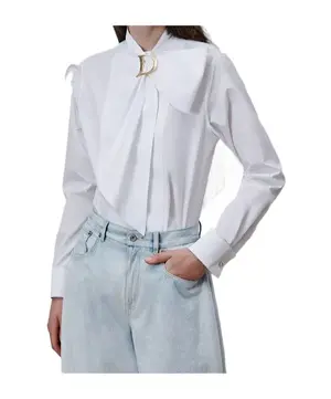 Dior Blouse With Plastron And Tied Collar - White