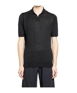LARDINI Short-sleeved Polo Shirt - Black