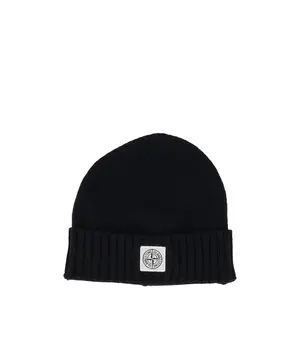 Stone Island Ribbed Turn-up Beanie - Black