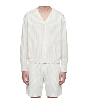 HED MAYNER Pinstriped V-neck Shirt
