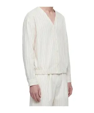 HED MAYNER Pinstriped V-neck Shirt