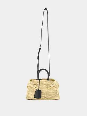 FERRAGAMO Raffia-effect Hug Mini Bag