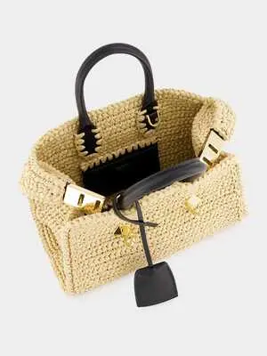 FERRAGAMO Raffia-effect Hug Mini Bag