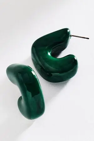 Anthropologie Res Hoop Earrgs Green