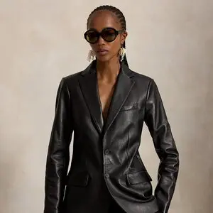 Ralph Lauren Single-breasted Lambskin Blazer - Black