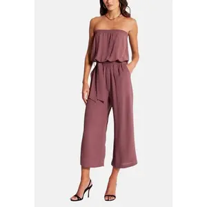 BISHOP + YOUNG Strapless Belted Jumpsuit - Cassis
