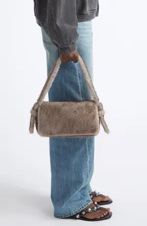 Alexander Wang Ricco Slim Faux Fur Shoulder Bag - Grey