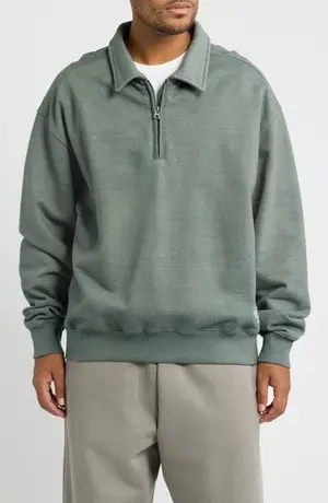 Alpha Industries Quarter Zip Sweatshirt - Deep Forest