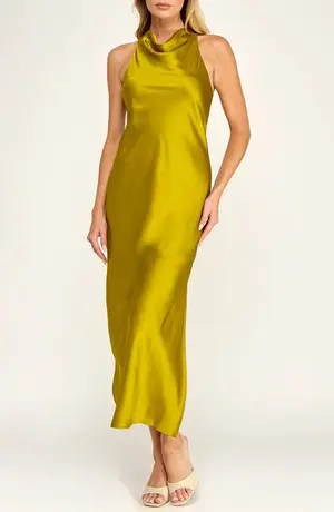 SOCIALITE Racerback Satin Dress - Chartreuse