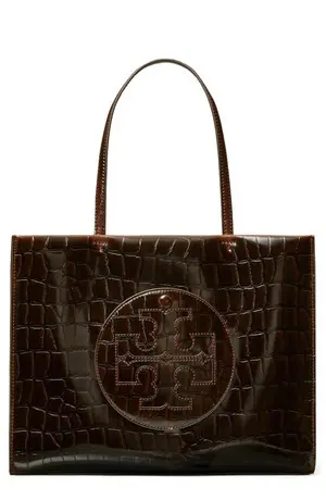 Tory Burch Small Ella Croc Embossed Leather Tote