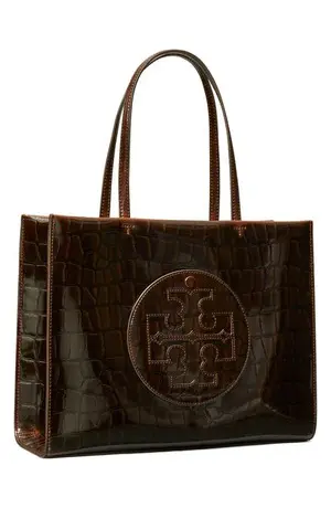 Tory Burch Small Ella Croc Embossed Leather Tote