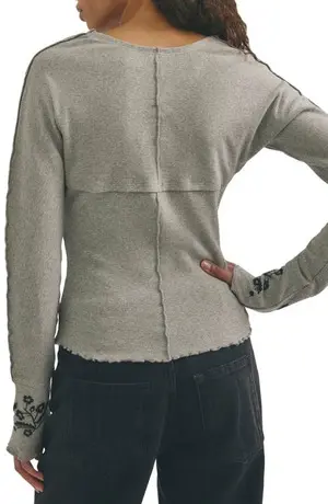 Free People Olivia Embroidered Long Sleeve Tee