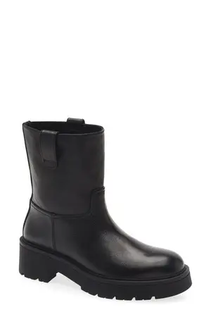 STUART WEITZMAN Stuart Weitzman Mid-Calf Leather Booties With Lug Sole Black Leather