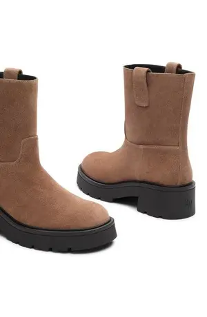 STUART WEITZMAN Mid-calf Leather Booties With Lug Sole