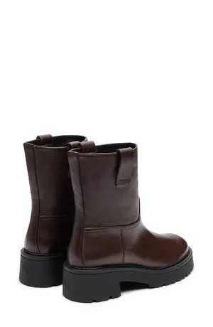 STUART WEITZMAN Mid-calf Leather Booties With Lug Sole - Walnut