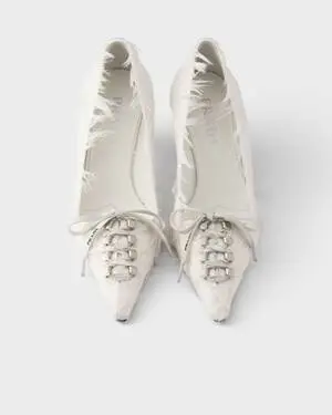 Prada Feather-embellished Satin Pumps