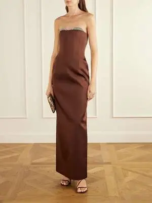 ILKYAZ OZEL Noelie Strapless Crystal-embellished Satin Gown