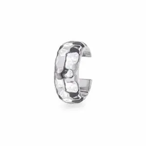 ZOHREH Wide Hammered Ear Cuff Sterling - Silver