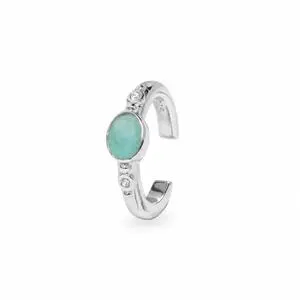 ZOHREH Silver / Blue Amazonite & White Sapphire Ear Cuff Sterling Silver - Silver/blue