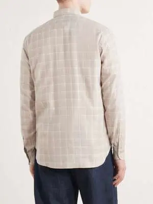 Boglioli Checked Cotton And Lyocell-blend Shirt - Cream