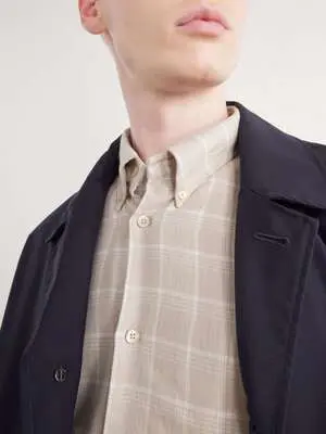 Boglioli Checked Cotton And Lyocell-blend Shirt - Cream