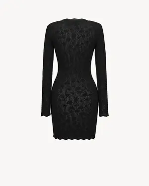Saint Laurent Mini Dress In Floral Mesh Knit