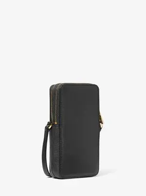 Michael Kors Jet Set Small Pebbled Leather Smartphone Crossbody Bag - Black