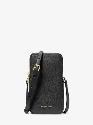 Michael Kors Jet Set Small Pebbled Leather Smartphone Crossbody Bag - Black