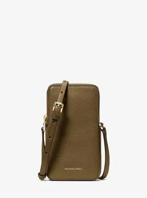 Michael Kors Jet Set Small Pebbled Leather Smartphone Crossbody Bag Green