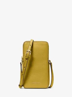 Michael Kors Jet Set Small Pebbled Leather Smartphone Crossbody Bag In By - Green