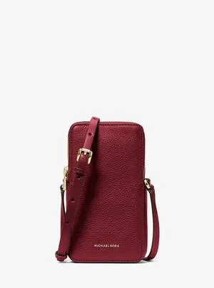Michael Kors Jet Set Small Pebbled Leather Smartphone Crossbody Bag In - One Size By Red