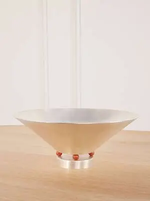 NATALIA CRIADO Plated Brass Bowl With Red Jasper Accents - Silver