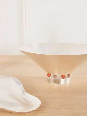 NATALIA CRIADO Plated Brass Bowl With Red Jasper Accents