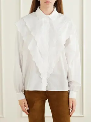 FRAME Equestrian Cotton-poplin Shirt With Embroidered Detailing