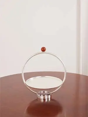 NATALIA CRIADO Plated Cake Stand With Stone Accent - Silver