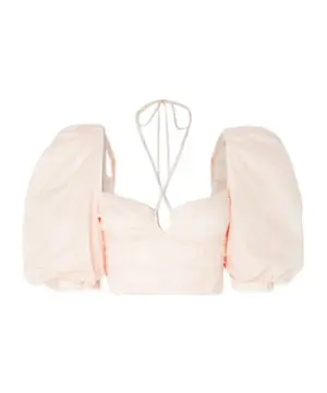 Johanna Ortiz Cropped Open-back Cotton-voile Blouse - White