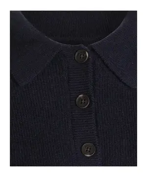 ANINE BING Long-sleeved Polo Sweater With Ribbed Detailing