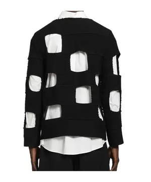 Comme Des Garçons Textured Panelled Crew Neck Sweater