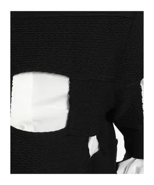 Comme Des Garçons Textured Panelled Crew Neck Sweater