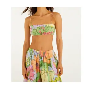 Farm Rio Spring Affair Beaded Crop Top