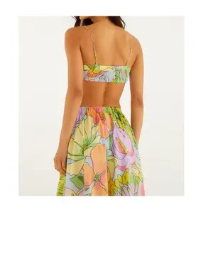 Farm Rio Spring Affair Beaded Crop Top