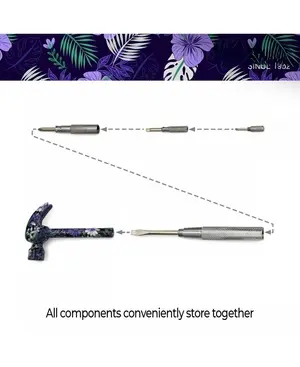 XDOVET 6 In 1 Hammer Multifunction Claw Tool Flower Print - Pattern 5