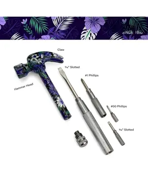 XDOVET 6 In 1 Hammer Multifunction Claw Tool Flower Print - Pattern 5