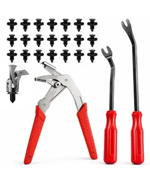 XDOVET Car Clip Pliers 4-in-1 Trim Removal Tool Kit Fastener Tools Automotive Clips Stainless Steel Door Panel Bumper Fender - Red