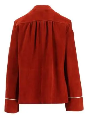 FORTE_FORTE Suede Band Collar Jacket